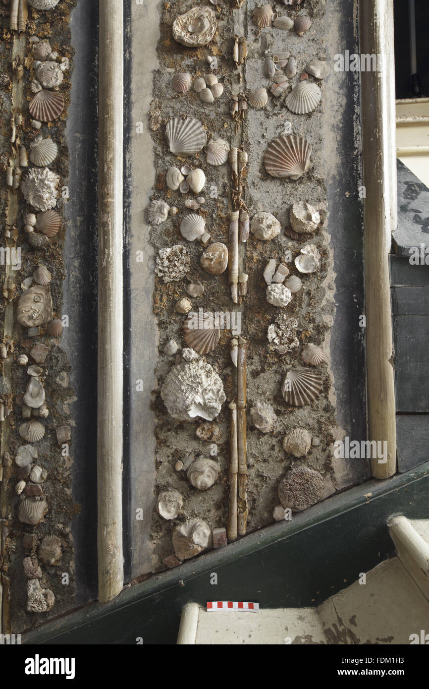 Detail of part of the decoration on the upper stairs of the Shell ...