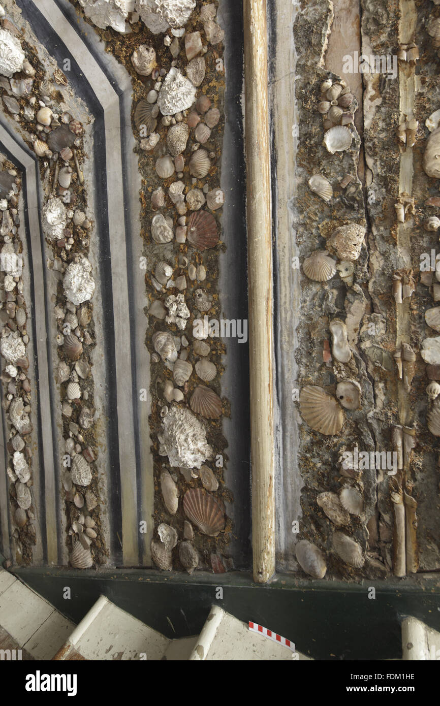 Detail of part of the decoration on the upper stairs of the Shell ...