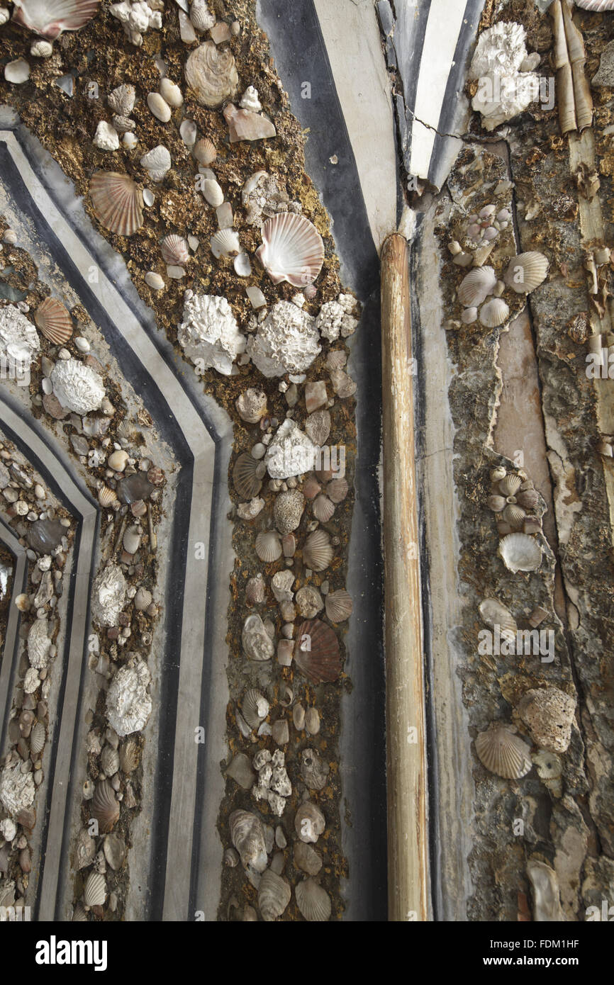 Detail of part of the decoration on the upper stairs of the Shell ...