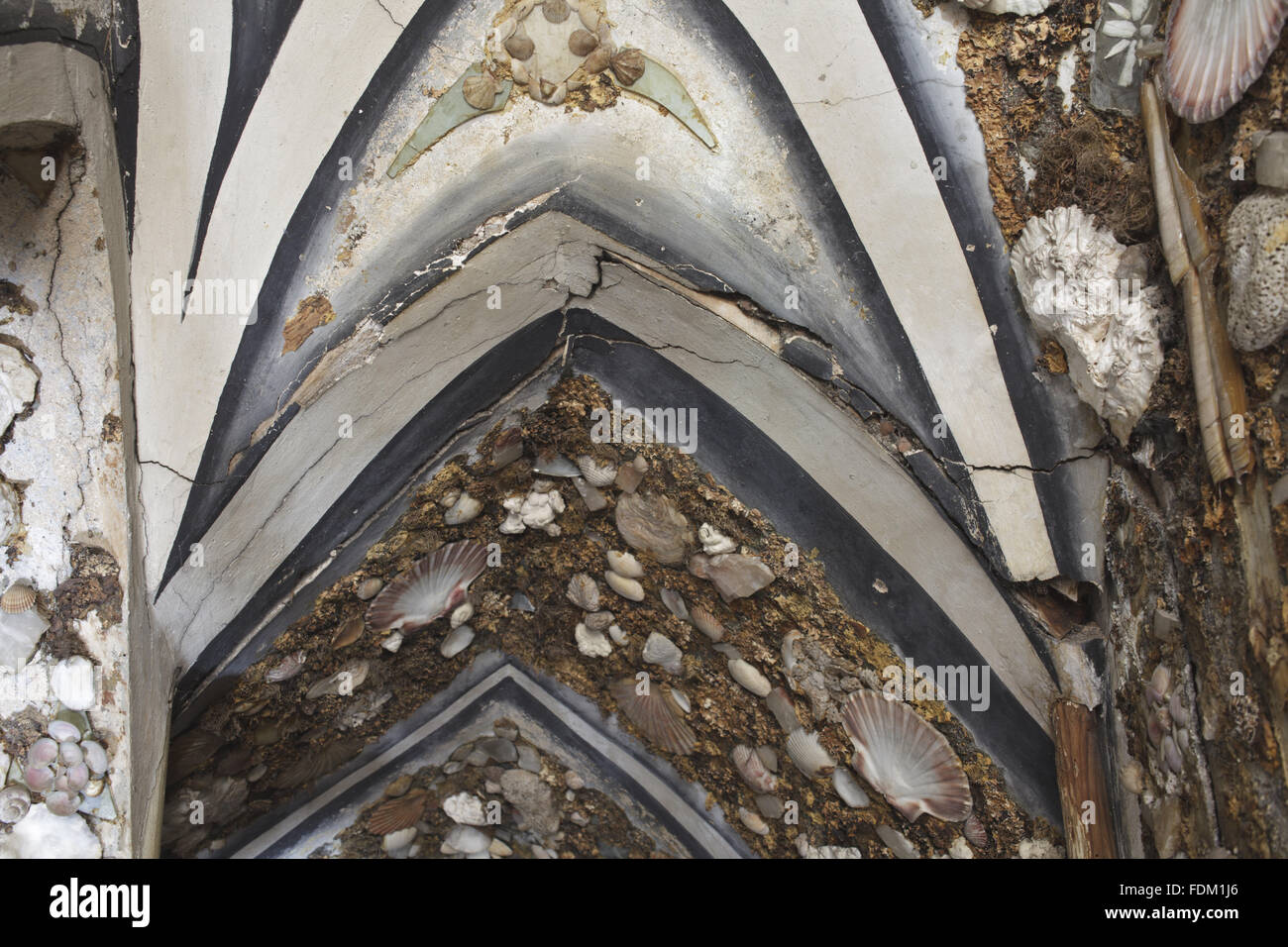 Detail of part of the decoration on the upper stairs of the Shell ...