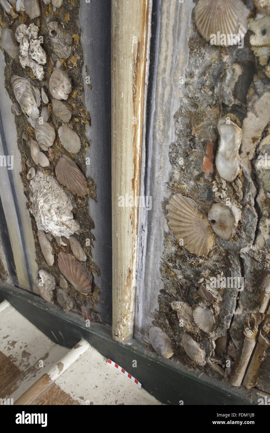 Detail of part of the decoration on the upper stairs of the Shell ...