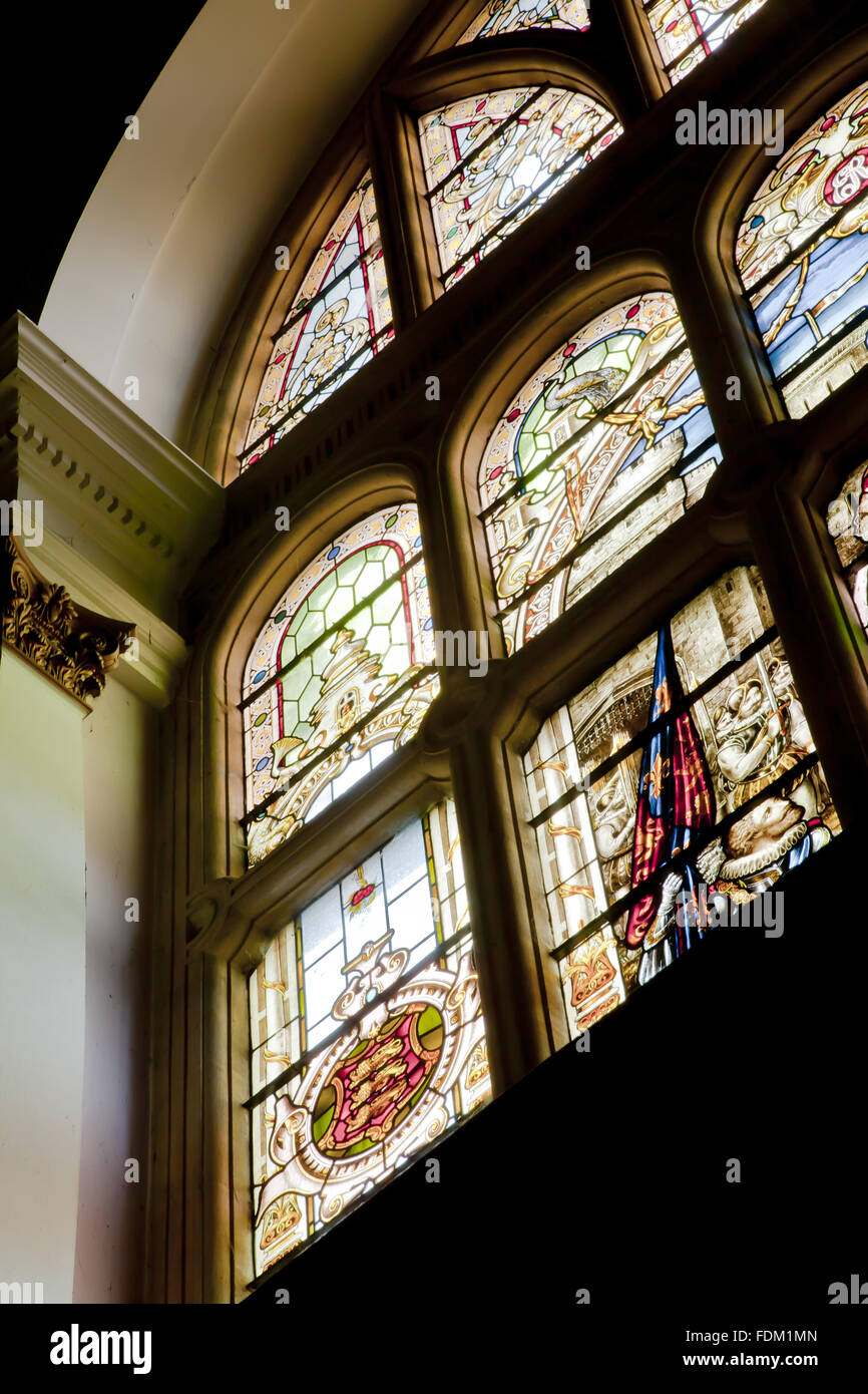 The stained glass window in the Great Hall at Dyffryn House, Vale of ...
