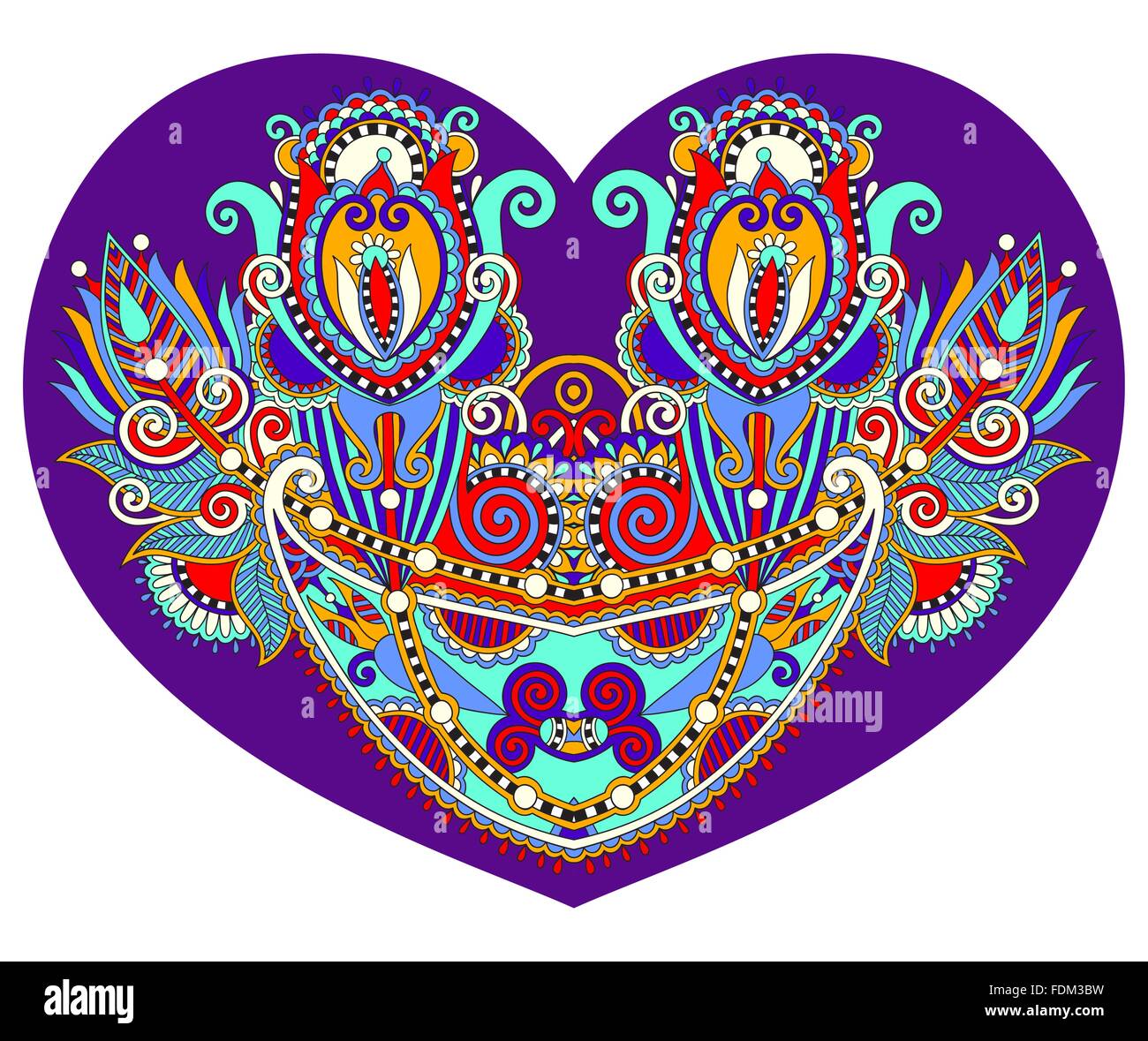lace heart shape with ethnic floral paisley design for Valentine Stock ...