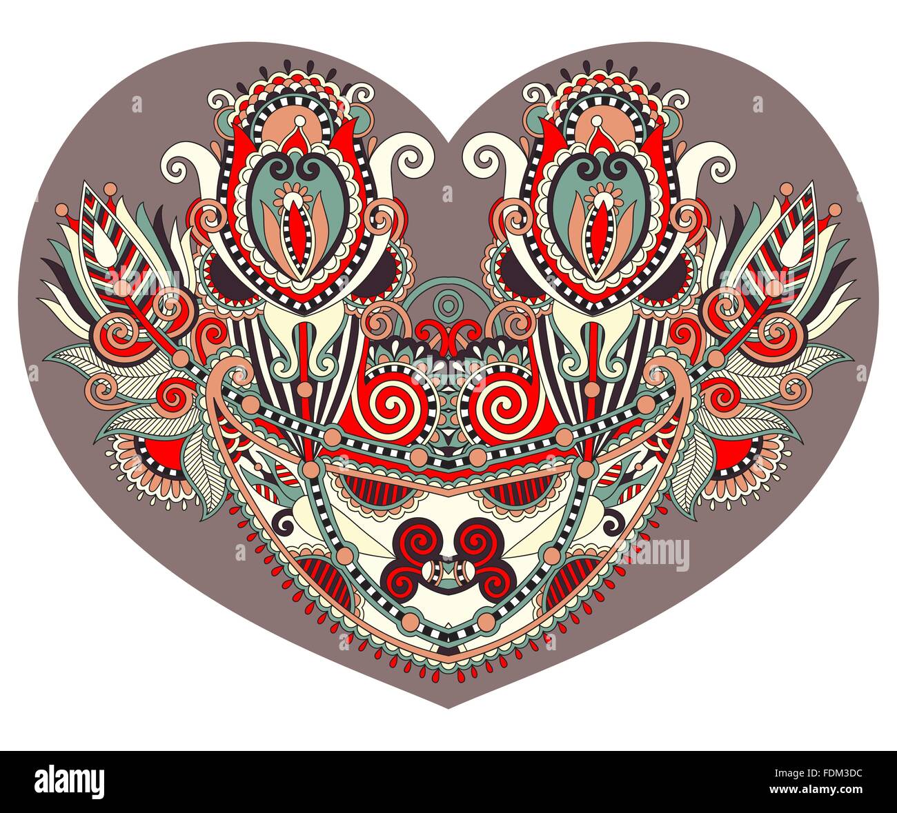 lace heart shape with ethnic floral paisley design for Valentine Stock ...