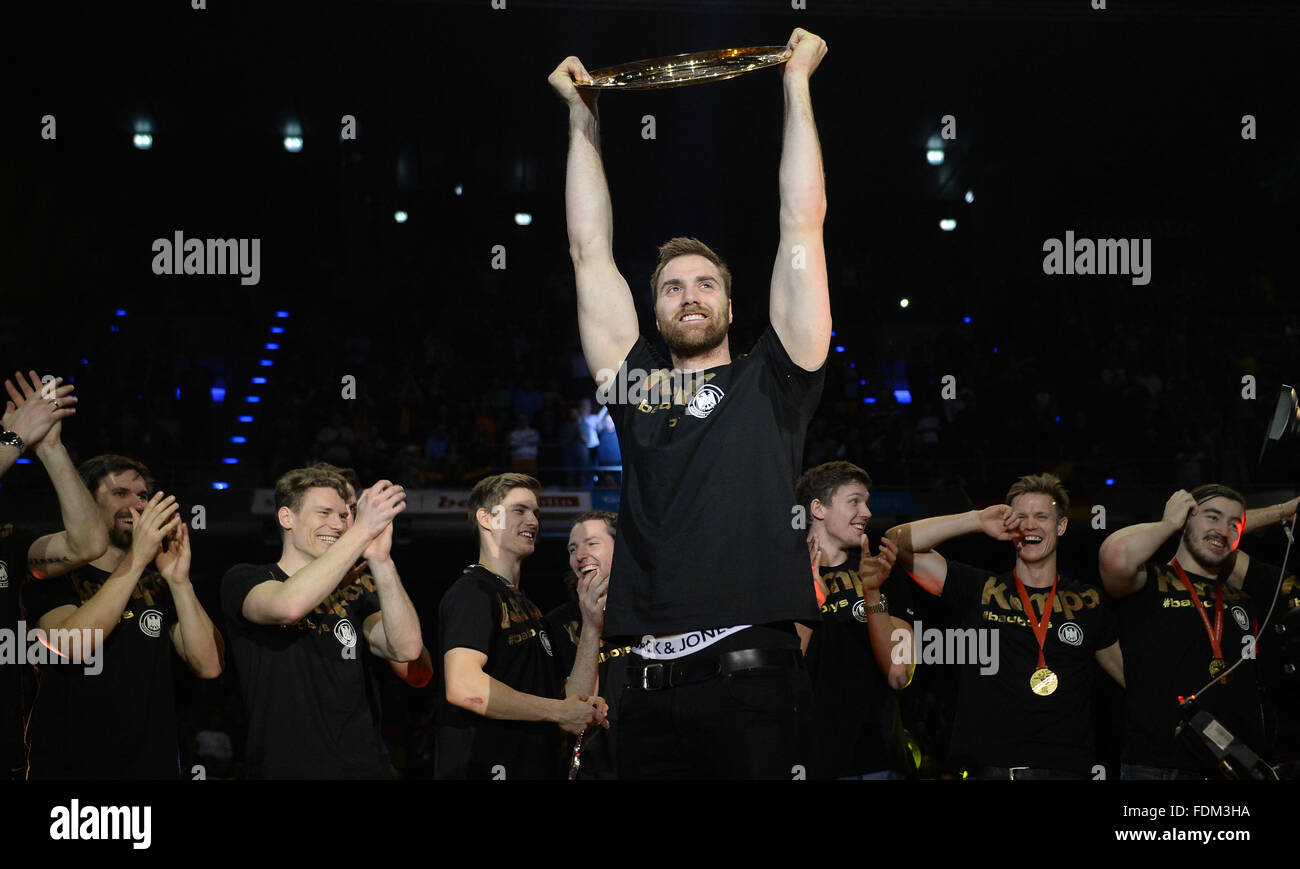 The German Handball national team celebrating at a fan festival in the ...