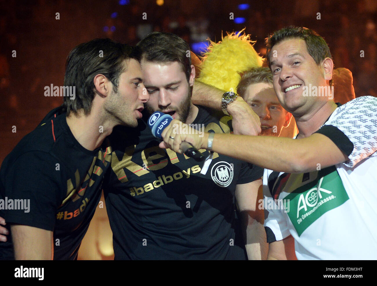 The German Handball national team celebrating at a fan festival in the ...