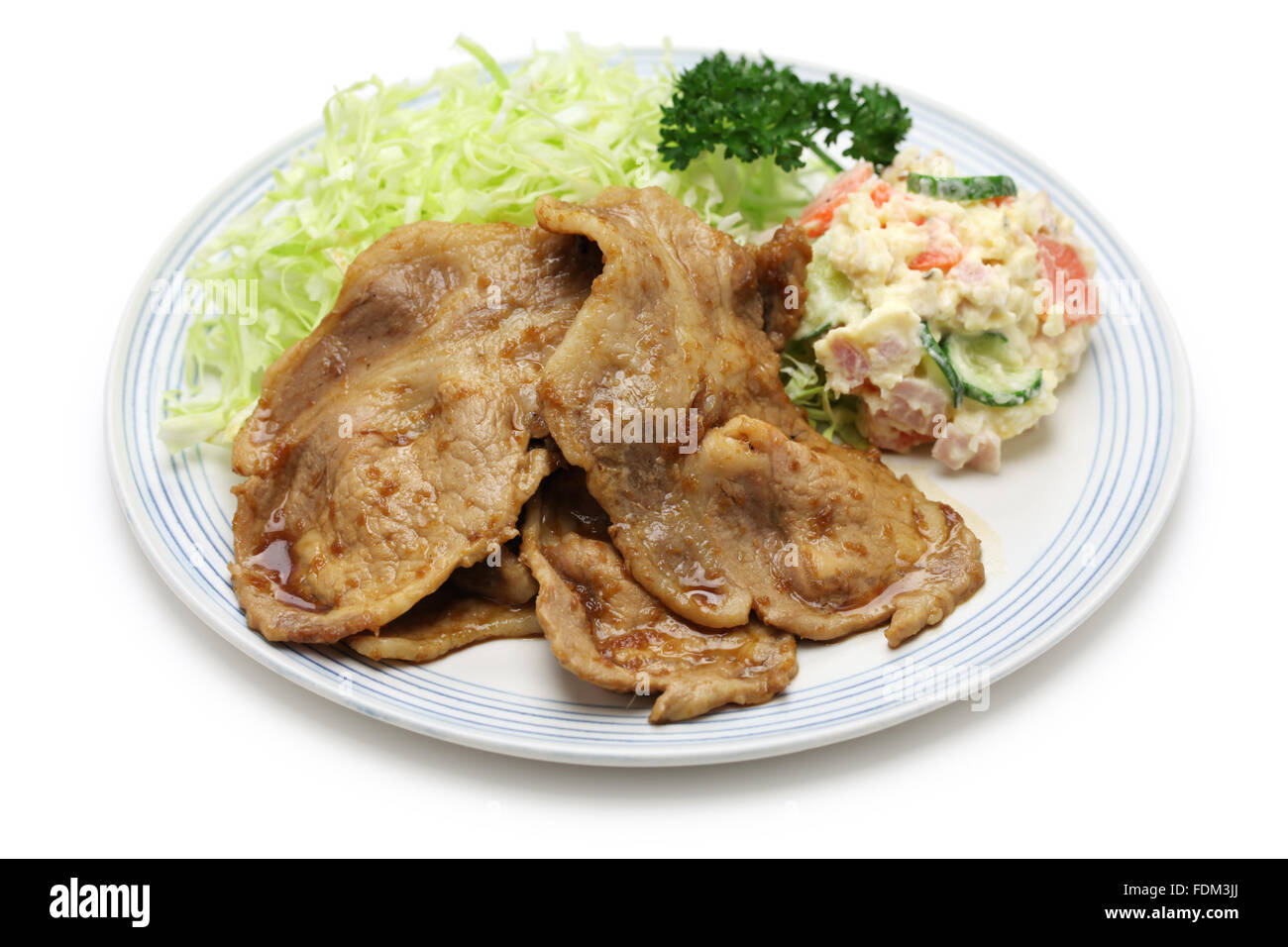 shogayaki, ginger pork, japanese food isolated on white background ...