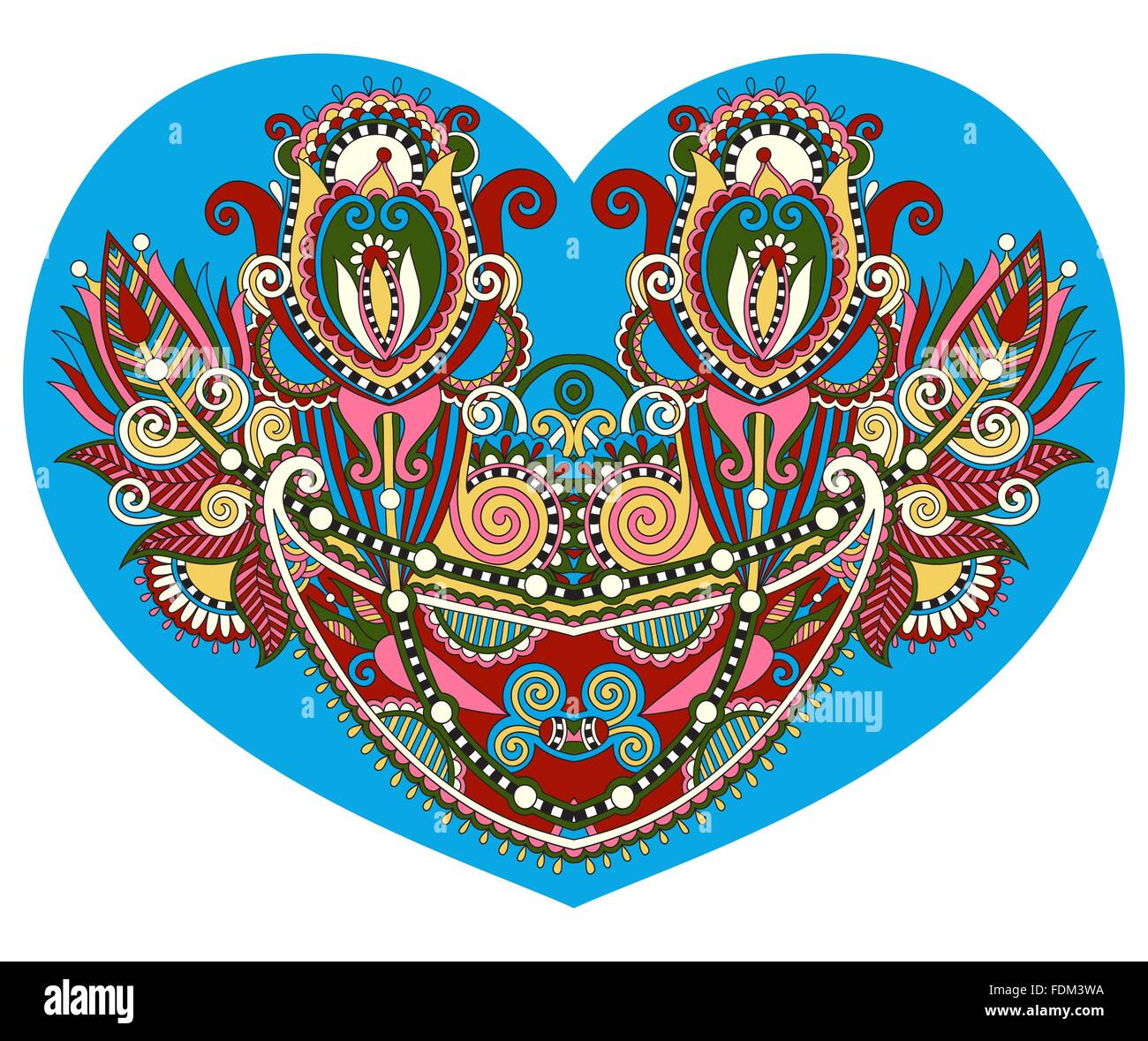 lace heart shape with ethnic floral paisley design for Valentine Stock ...