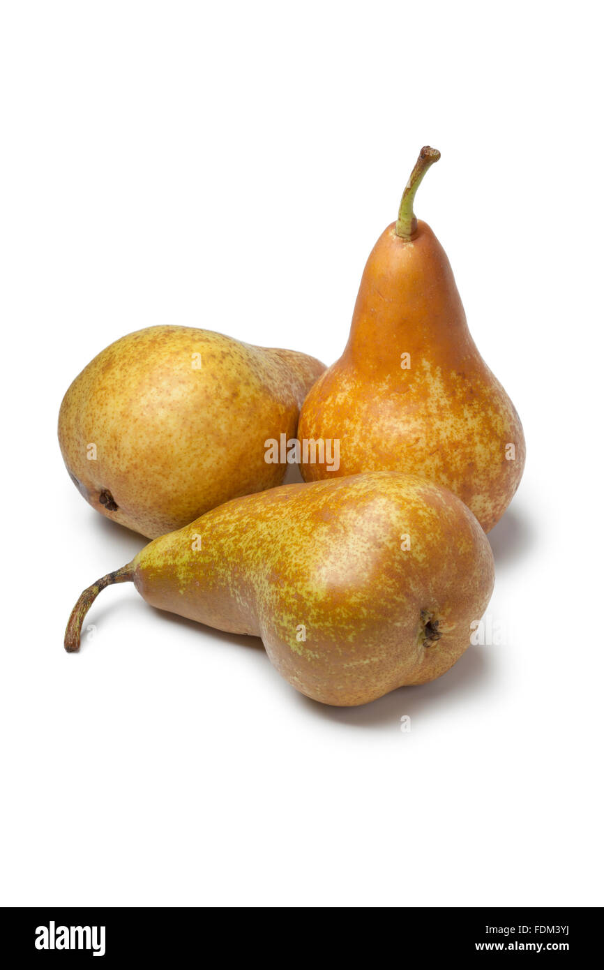 Whole ripe pears on white background Stock Photo - Alamy