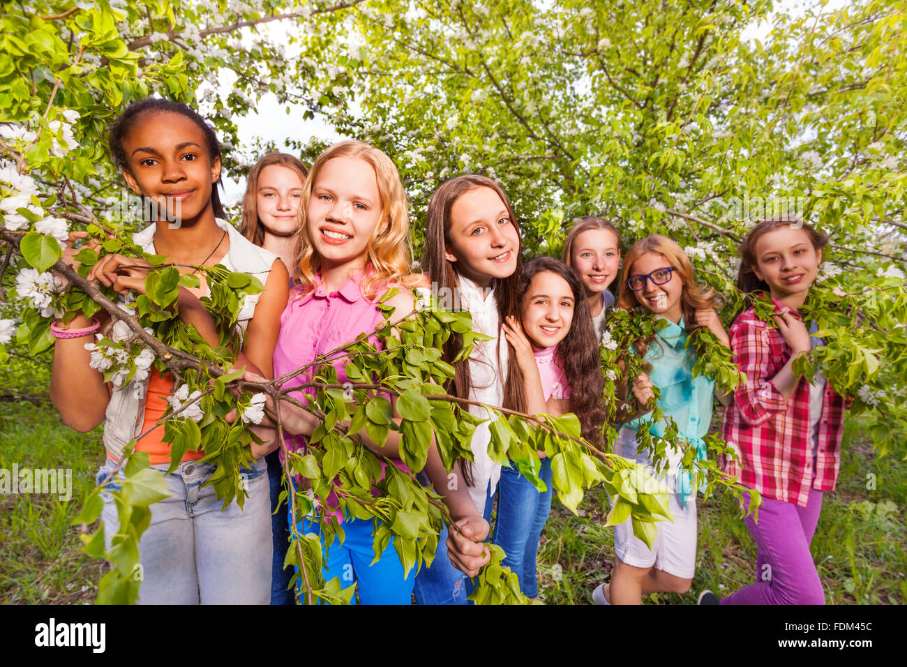 Teen girls standing in forest hi-res stock photography and images - Alamy