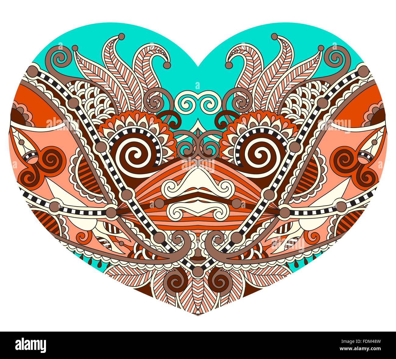 lace heart shape with ethnic floral paisley design for Valentine Stock ...