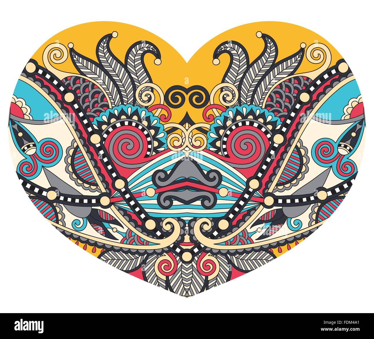 lace heart shape with ethnic floral paisley design for Valentine Stock ...