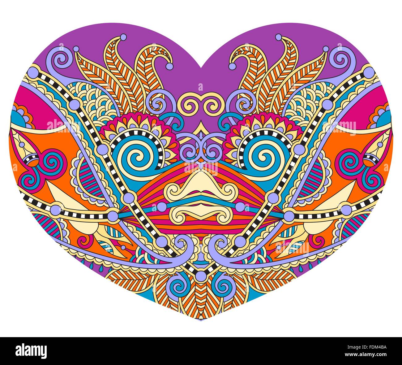 lace heart shape with ethnic floral paisley design for Valentine Stock ...