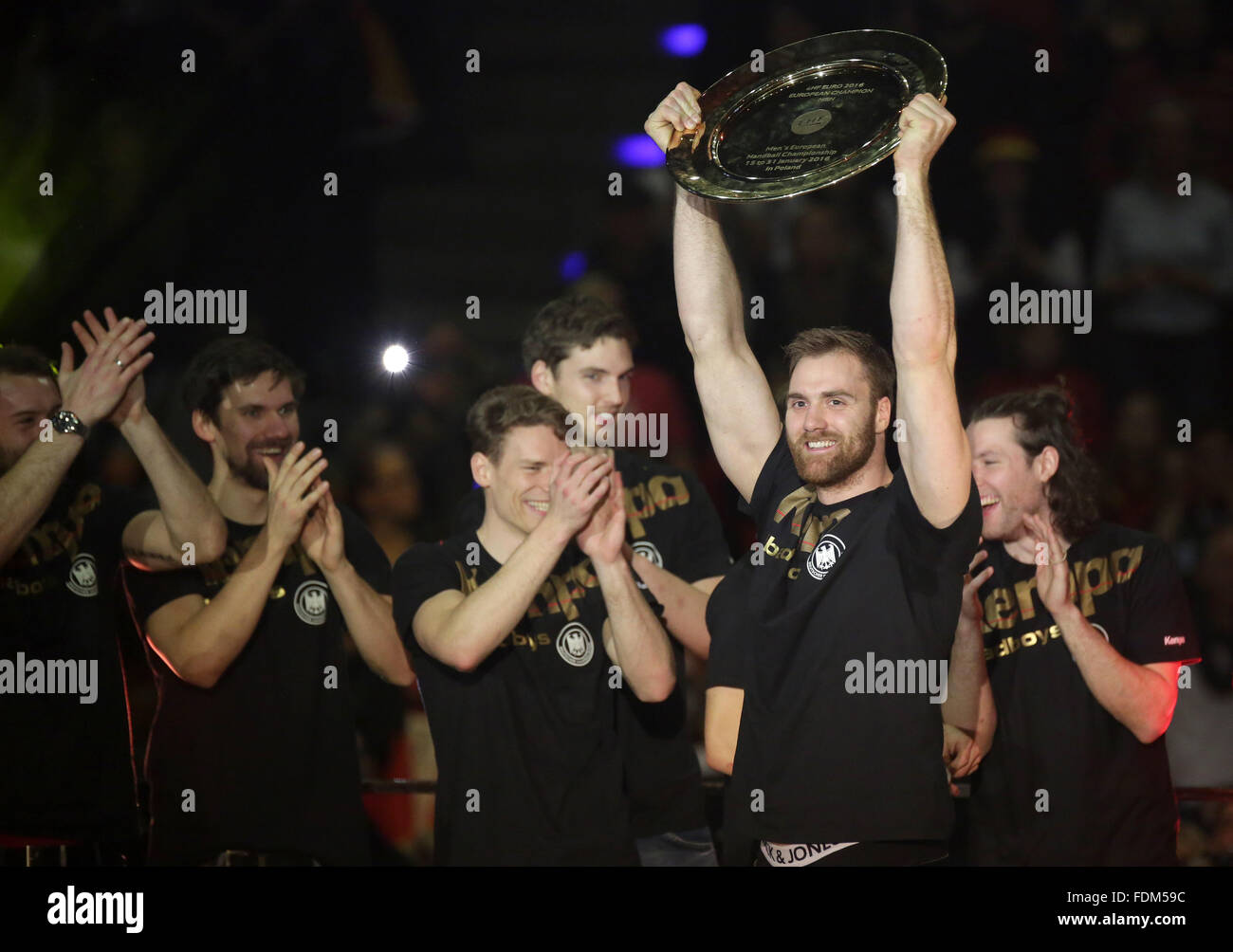 The German Handball national team celebrating at a fan festival in the ...