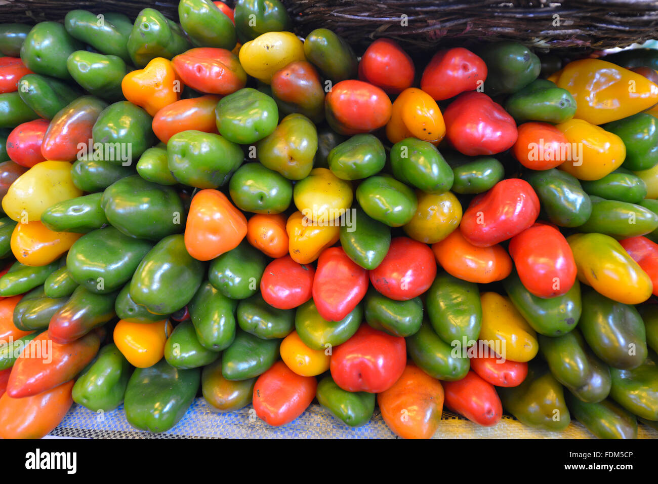 Red, green and yellow chilli pepper, Cuzco, Peru Stock Photo - Alamy