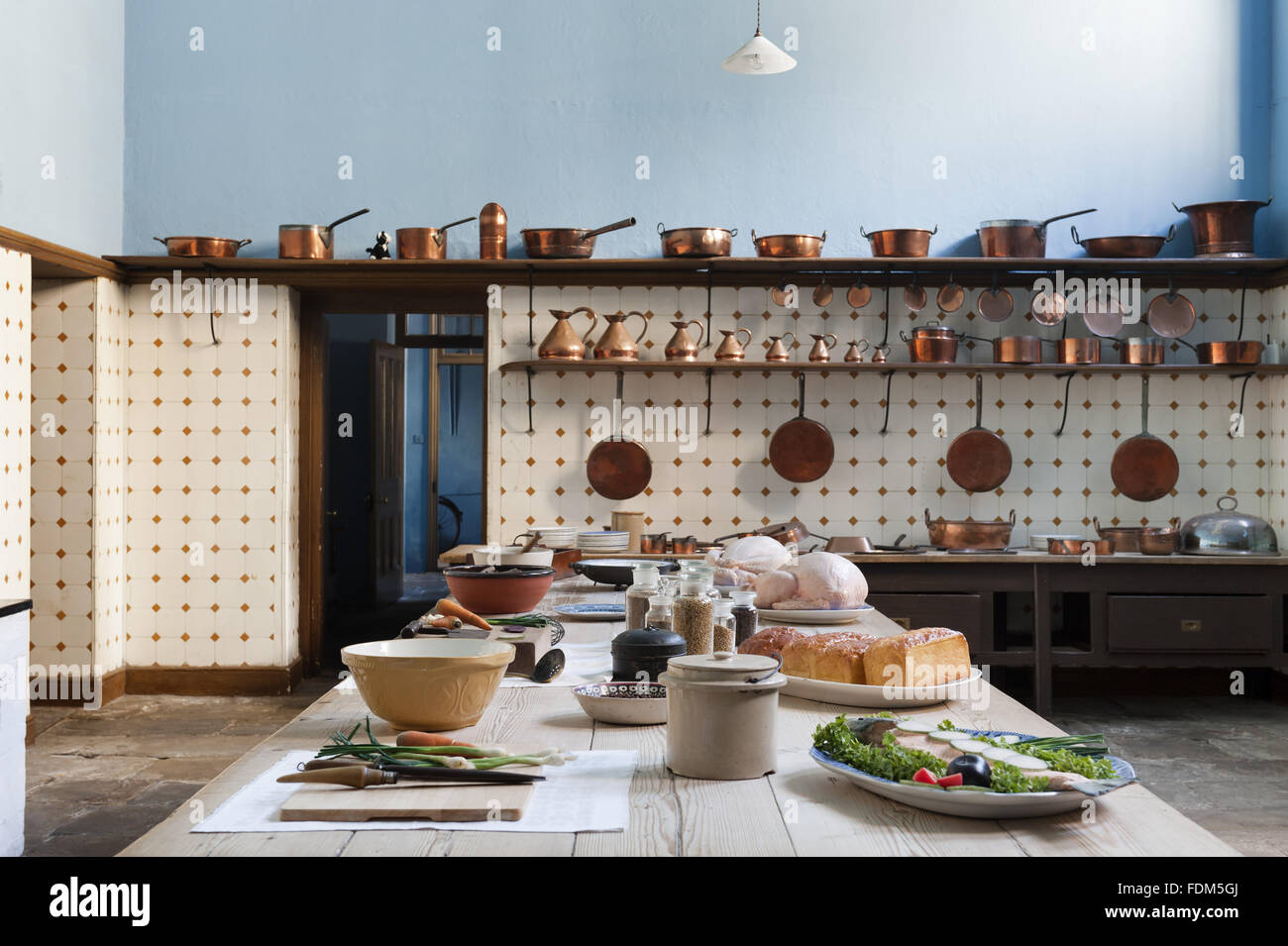 The Great Kitchen at Tredegar House, Newport, South Wales. The walls ...