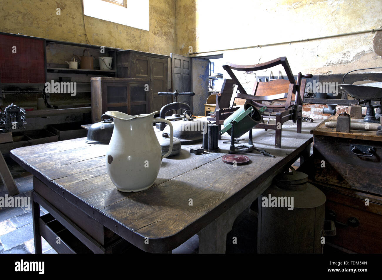 Abandoned items in the Kitchen at Calke Abbey, Derbyshire. The Kitchen ...