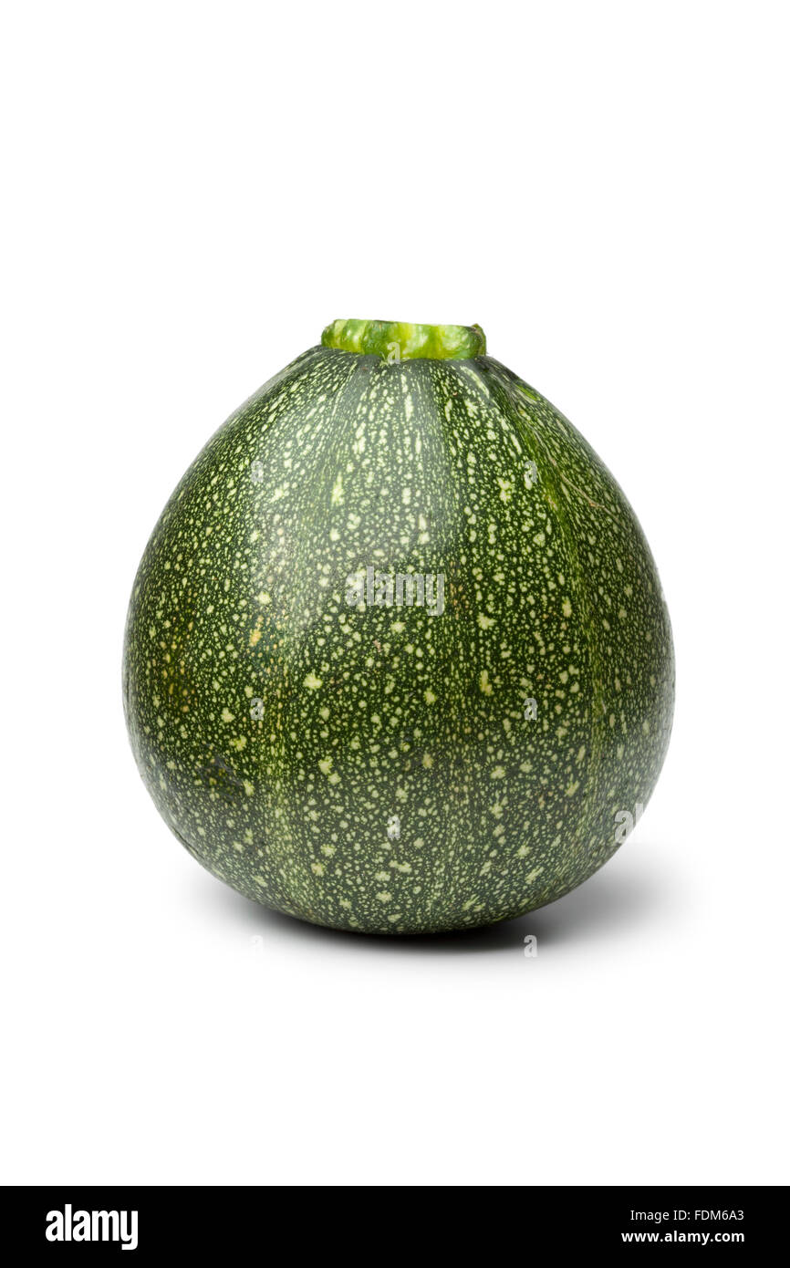 Fresh green round zucchini on white background Stock Photo - Alamy
