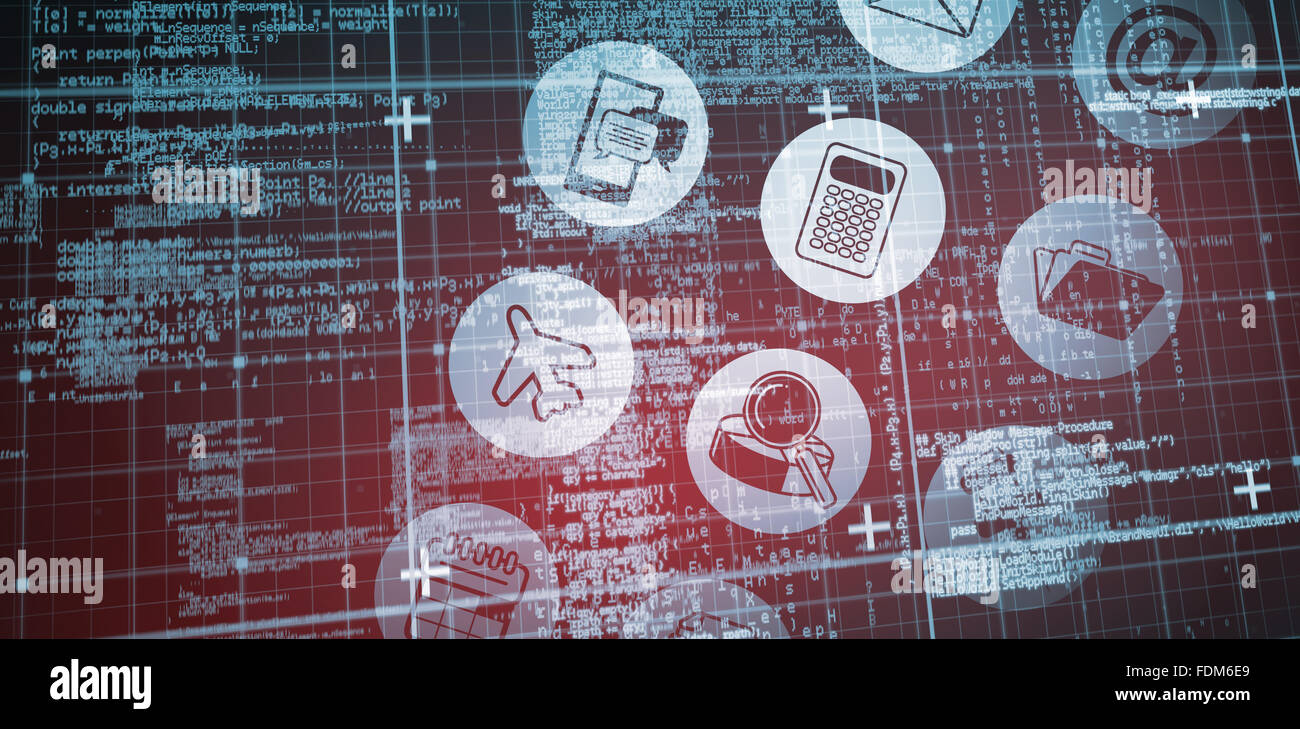 Composite image of blue matrix and codes Stock Photo - Alamy