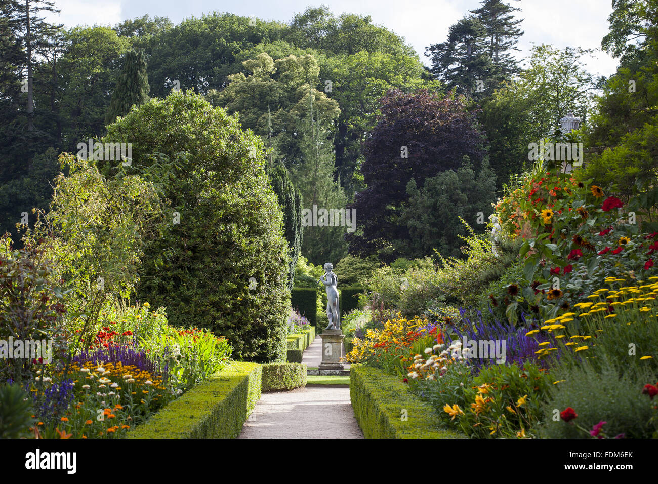 Borders on the Orangery Terrace in the garden in July at Powis Castle ...