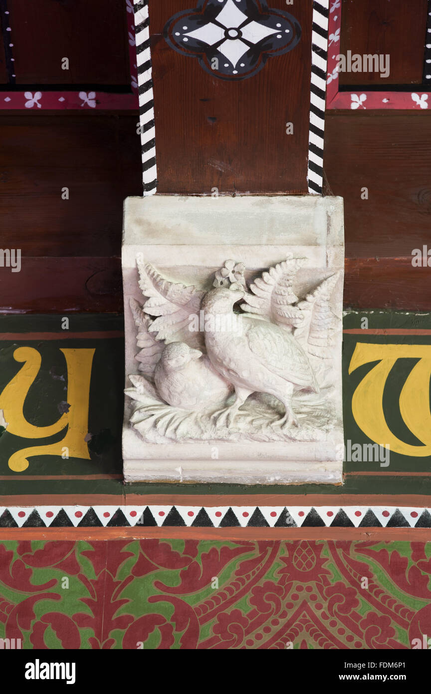 Stone corbel carved with a bird in the Dining Room at Knightshayes ...