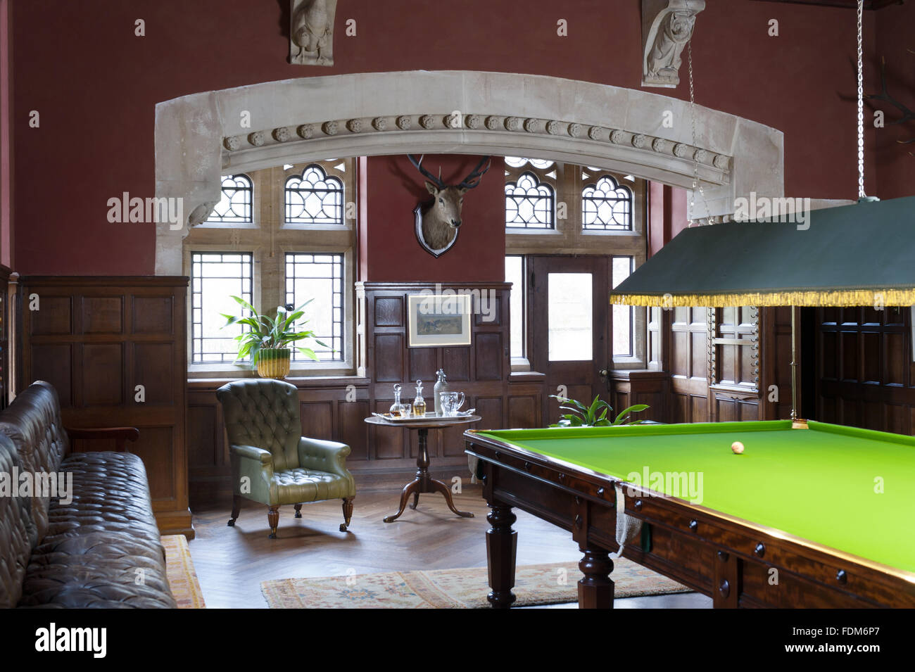 The Billiard Room at Knightshayes Court, Devon. The billiard table was ...