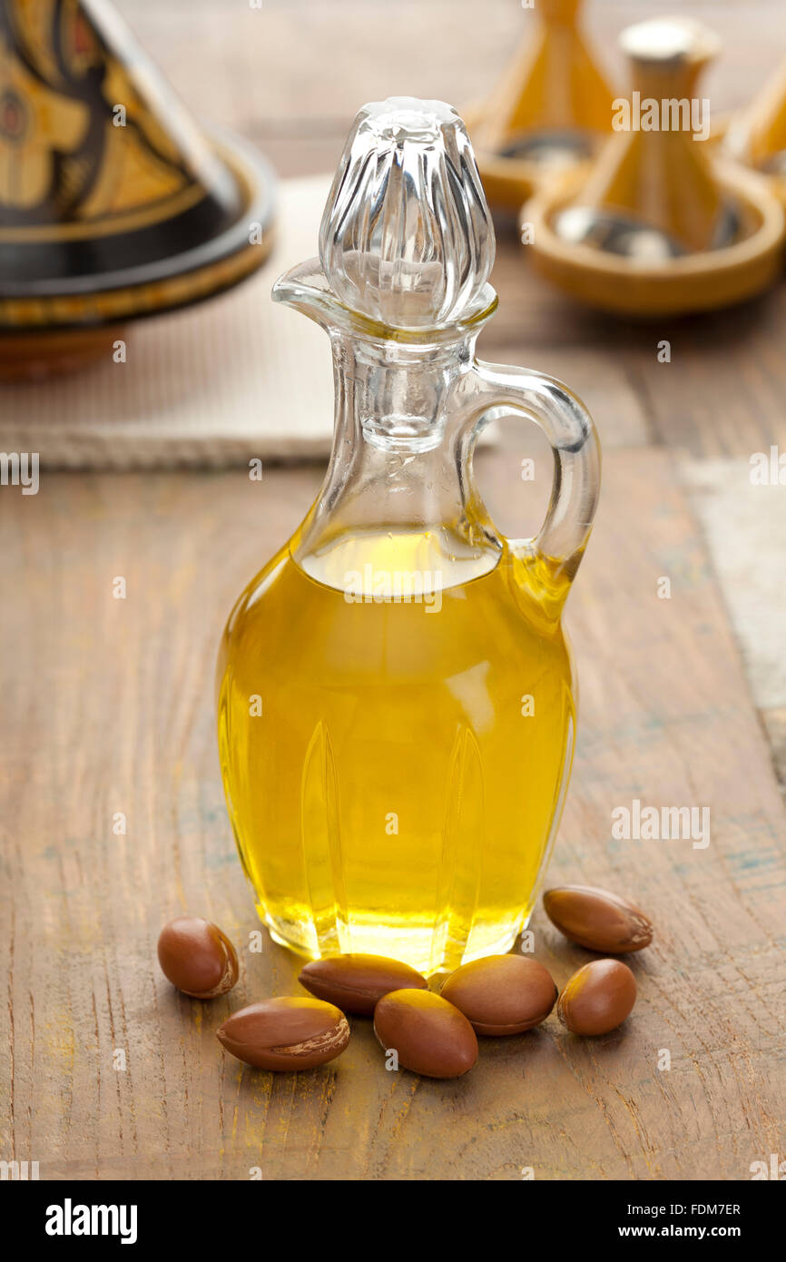 Moroccan cooking Argan oil and nuts Stock Photo - Alamy