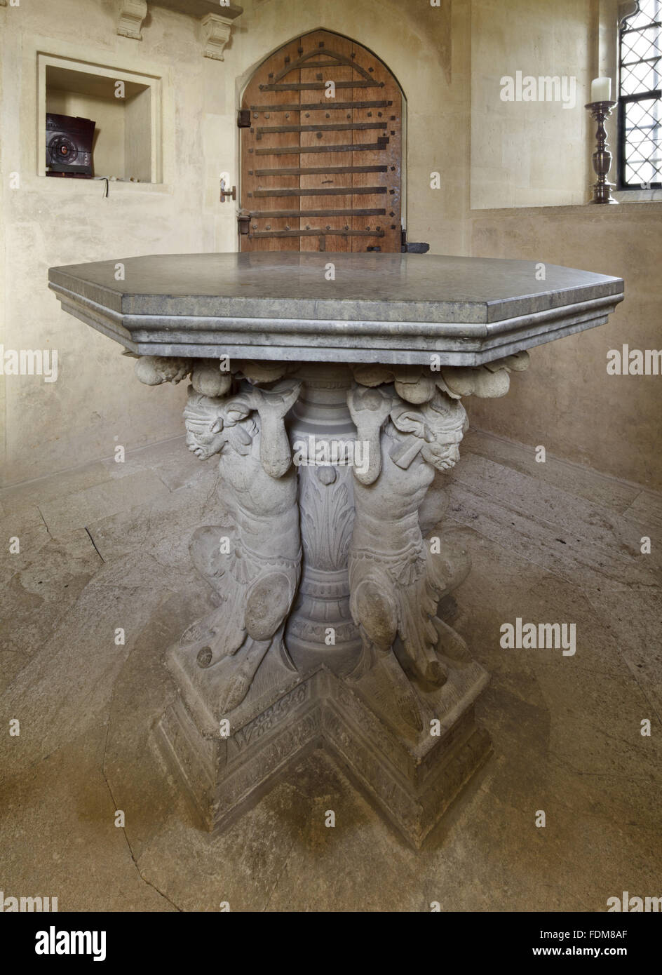 Stone table with a marble top, c.1550, in Sharington's Tower at Lacock ...