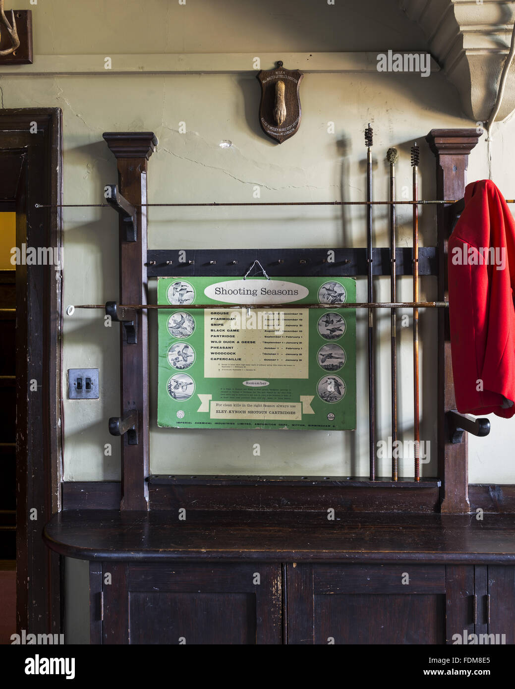 The Gun Room at Dunster Castle, Somerset, with wooden rack and the ...