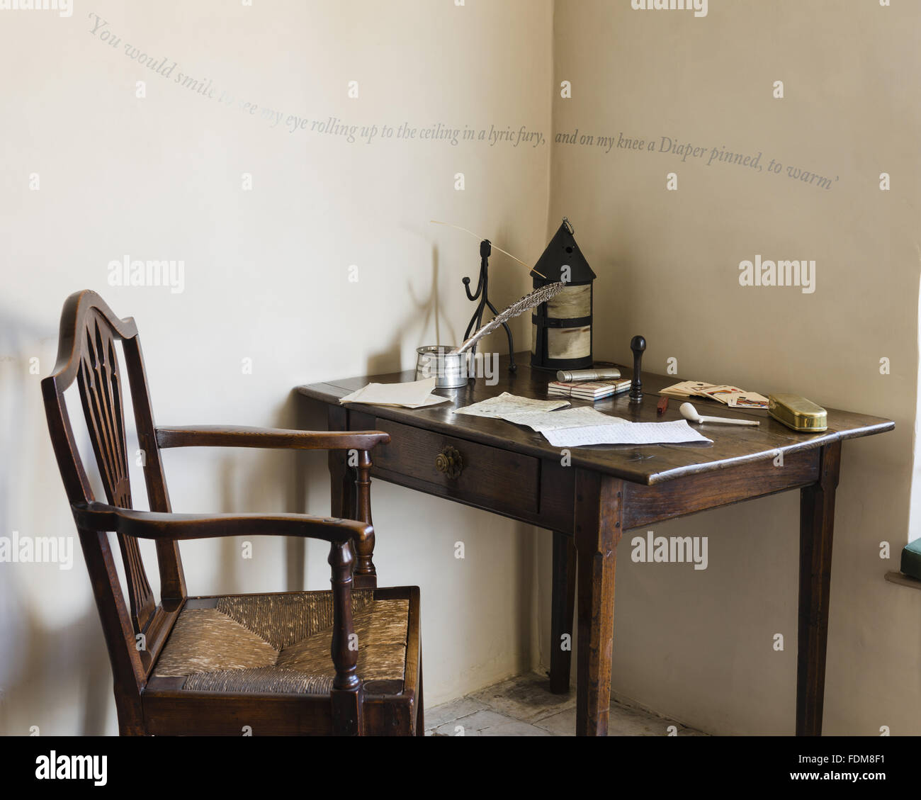 Chair and writing desk in the Second Parlour at Coleridge Cottage ...