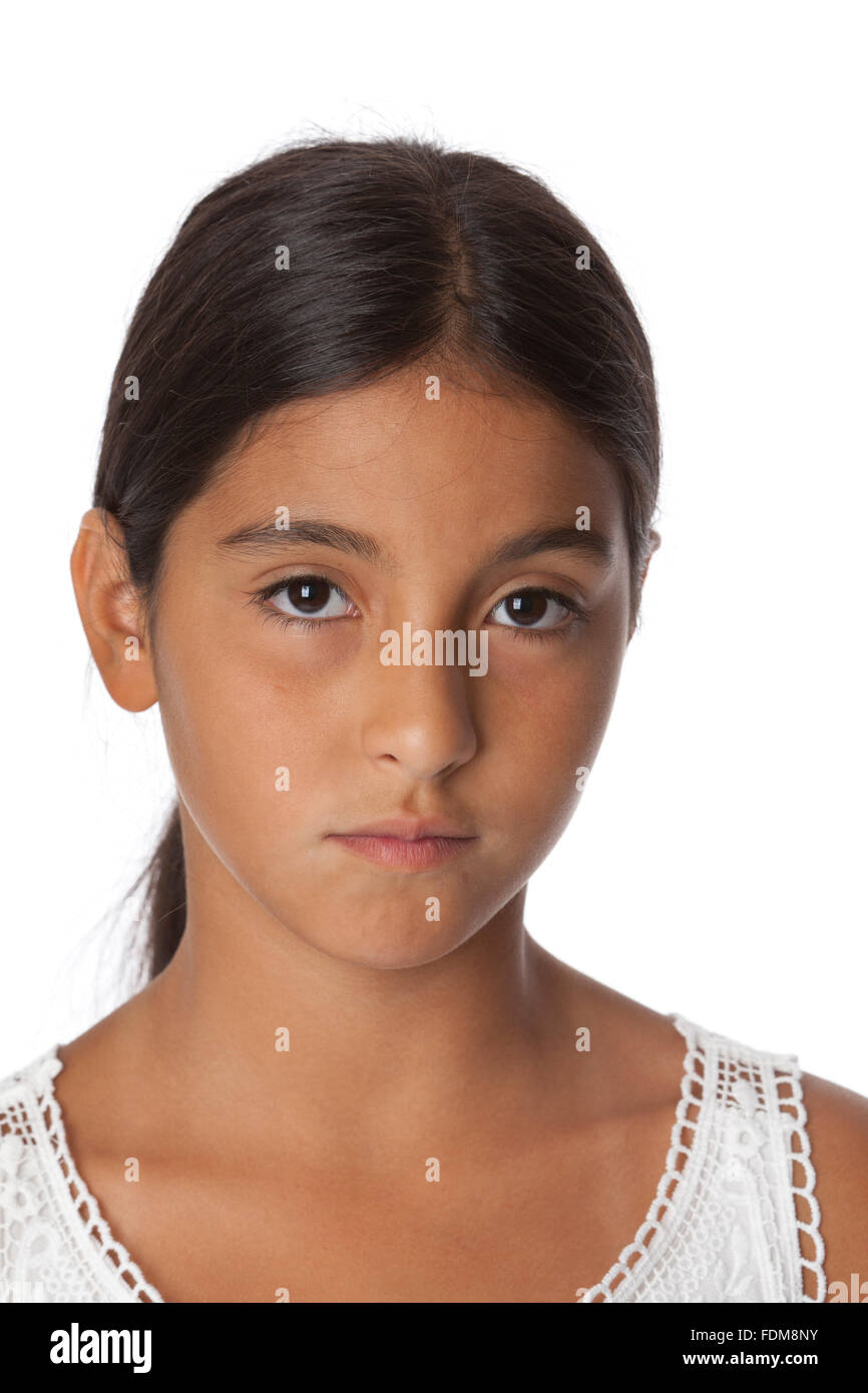 Young teenage girl, portrait on white background Stock Photo - Alamy