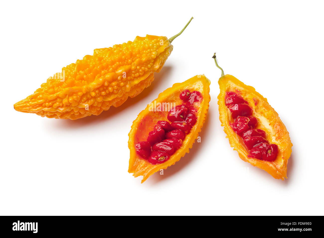 Fresh ripe bitter melon on white background Stock Photo - Alamy