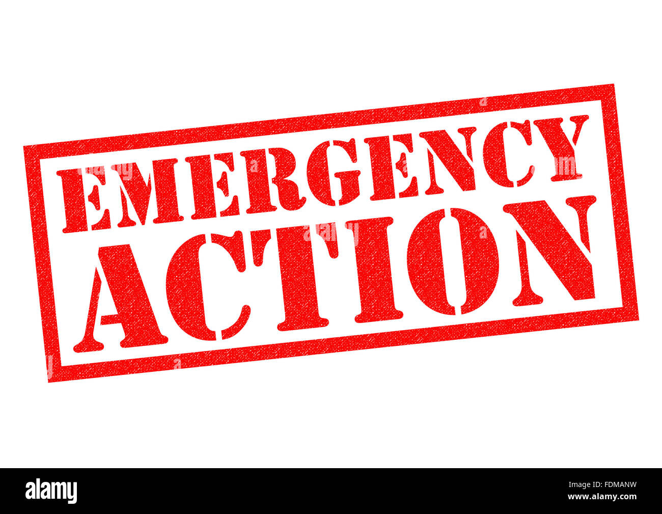 EMERGENCY ACTION red Rubber Stamp over a white background Stock Photo ...