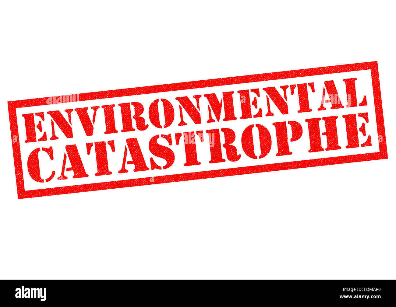ENVIRONMENTAL CATASTROPHE red Rubber Stamp over a white background ...