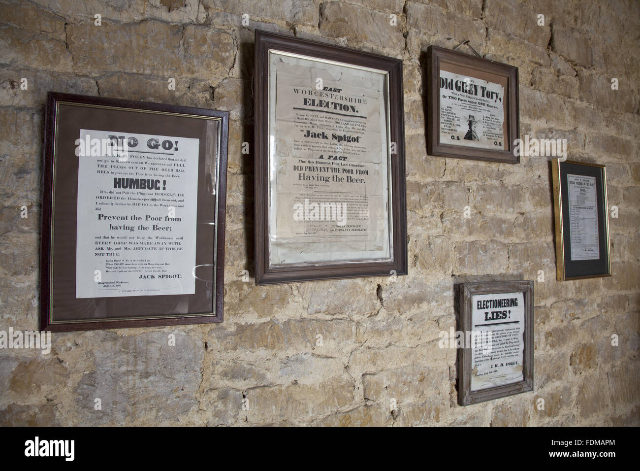 Election handbills on the wall of the Museum Room at Chastleton House ...