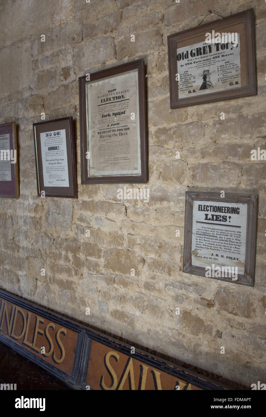 Election handbills on the wall of the Museum Room at Chastleton House ...