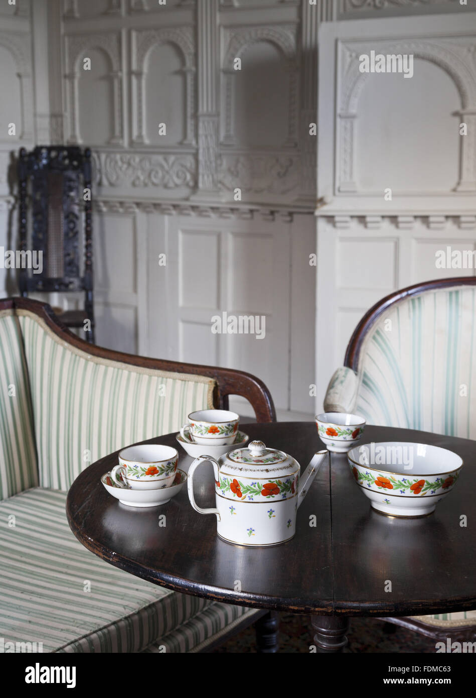 Nineteenth-century tea or coffee set on a table in the White Parlour at ...