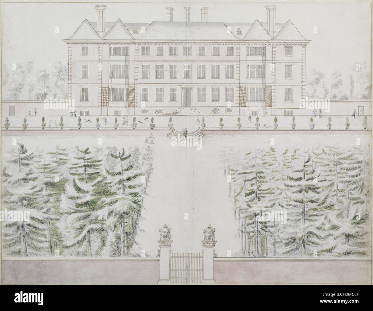 A drawing of the south side of Ham House in elevation, attributed to ...