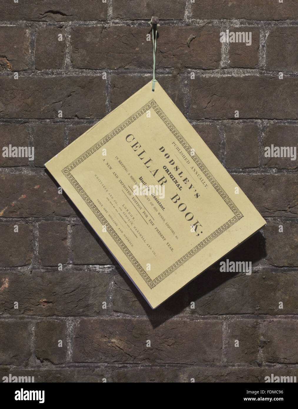 A Dodsley's Original Cellar Book on a hook in the Cellar at Kingston ...
