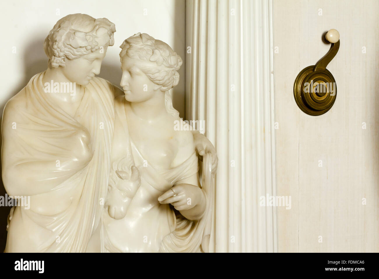Ornamental rotary bell lever in the Library at Ickworth, Suffolk Stock ...