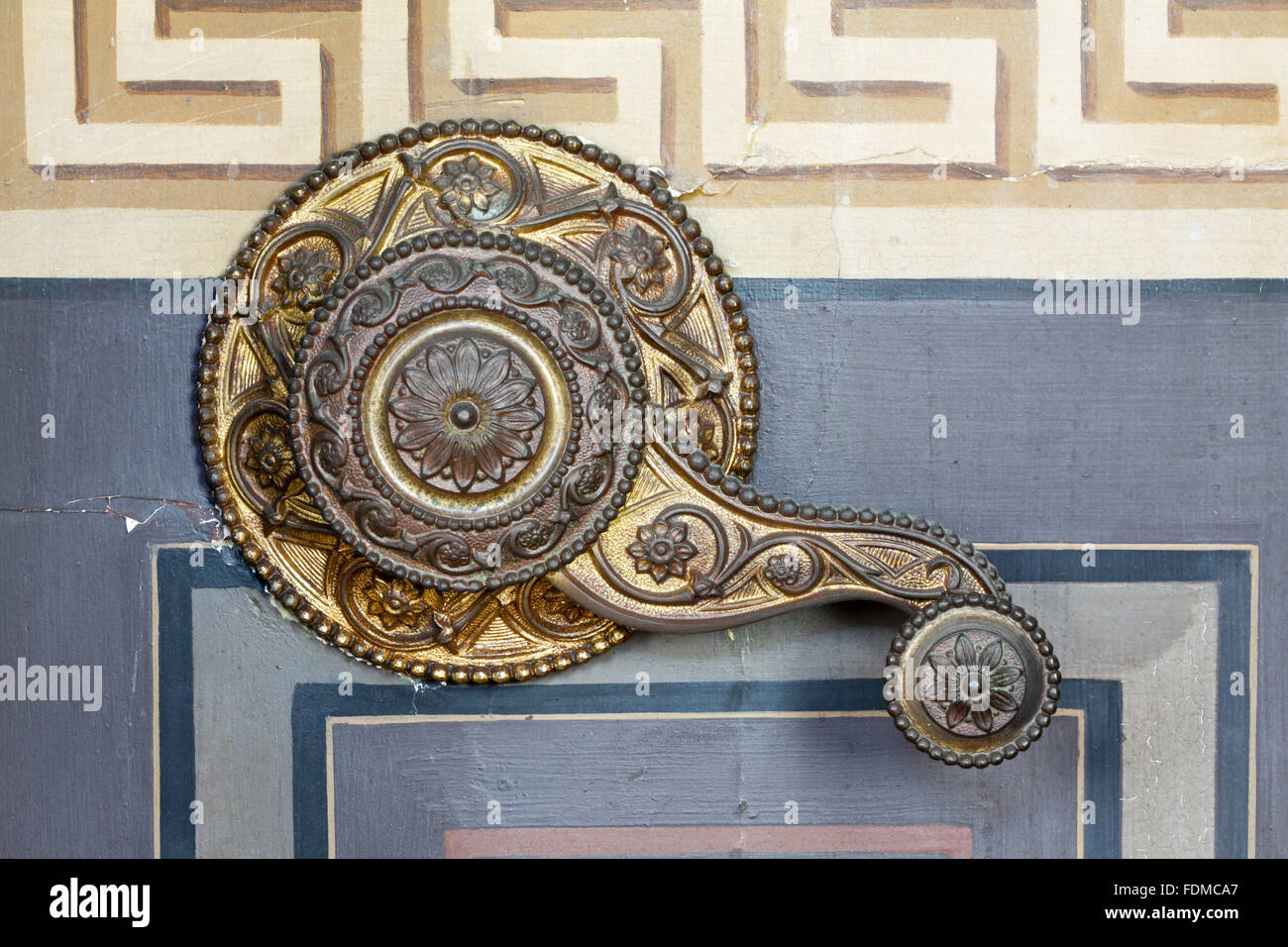 Ornamental rotary bell lever in the Pompeii Room at Ickworth, Suffolk ...