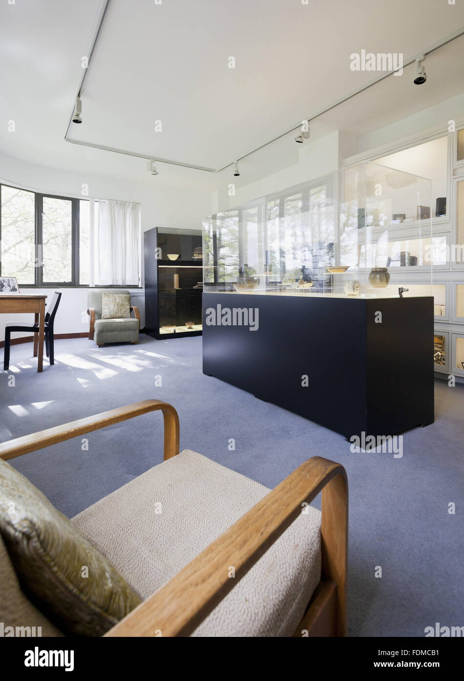 Interior view of the study and gallery display at High Cross House ...