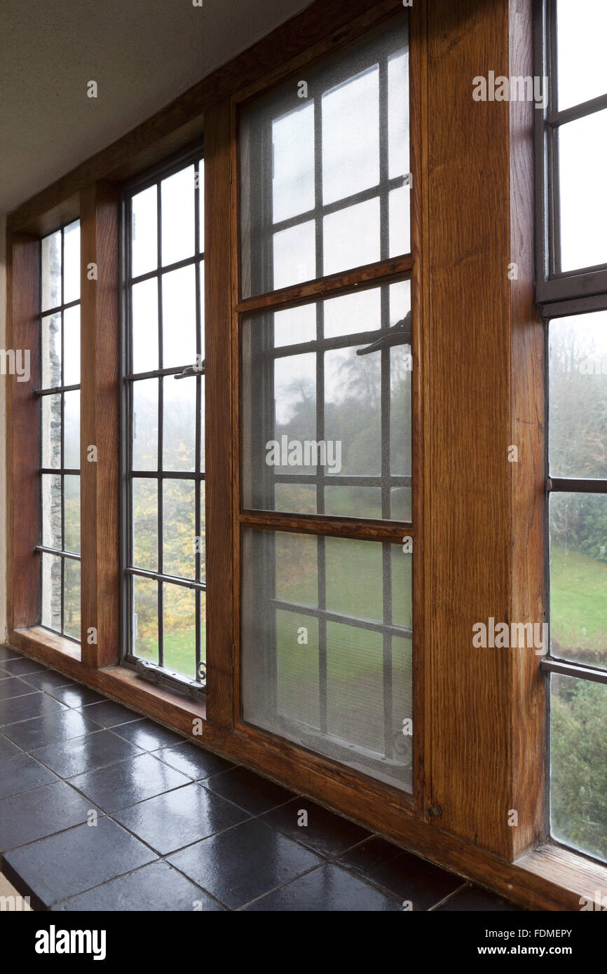 Wooden window frames with a bat screen in Lady Dorothy's Bedroom at ...