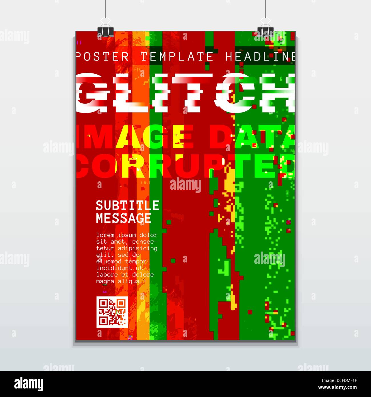 vector red green yellow colored abstract digital glitch art design ...