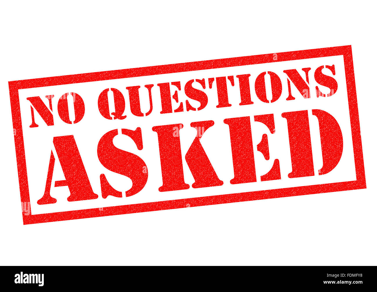 NO QUESTIONS ASKED red Rubber Stamp over a white background Stock Photo ... NO QUESTIONS ASKED red Rubber Stamp over a white background Stock Photo ...