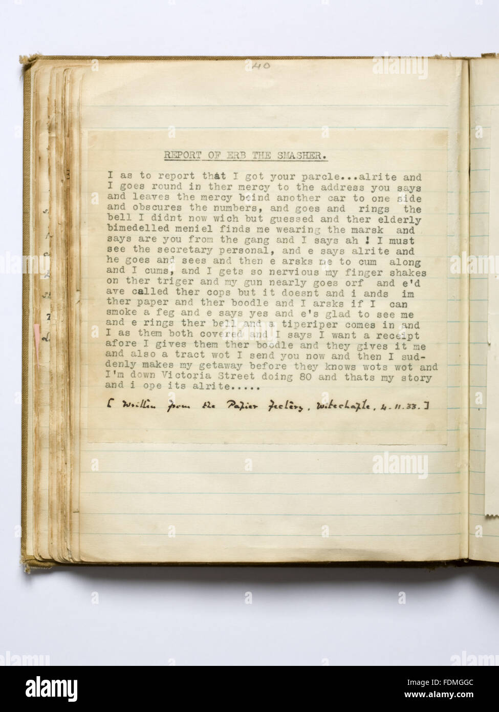 Page of the "Boo" (book) of Ferguson's Gang who were a group of ...
