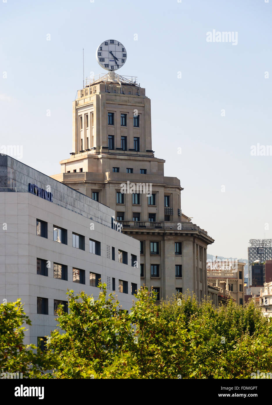 El Triangle and BBVA buildings, top view on a sunny summer morning on ...
