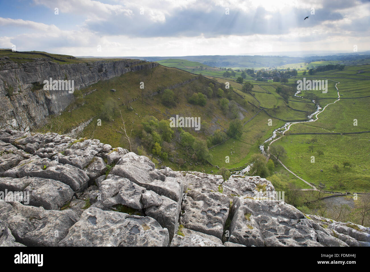 The limestone escarpment at Malham Cove, Yorkshire Dales National Park ...