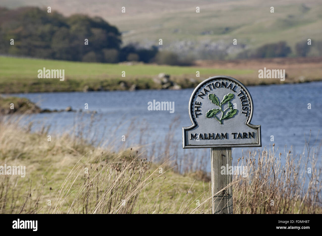 The National Trust omega sign at Malham Tarn, Yorkshire Dales National ...