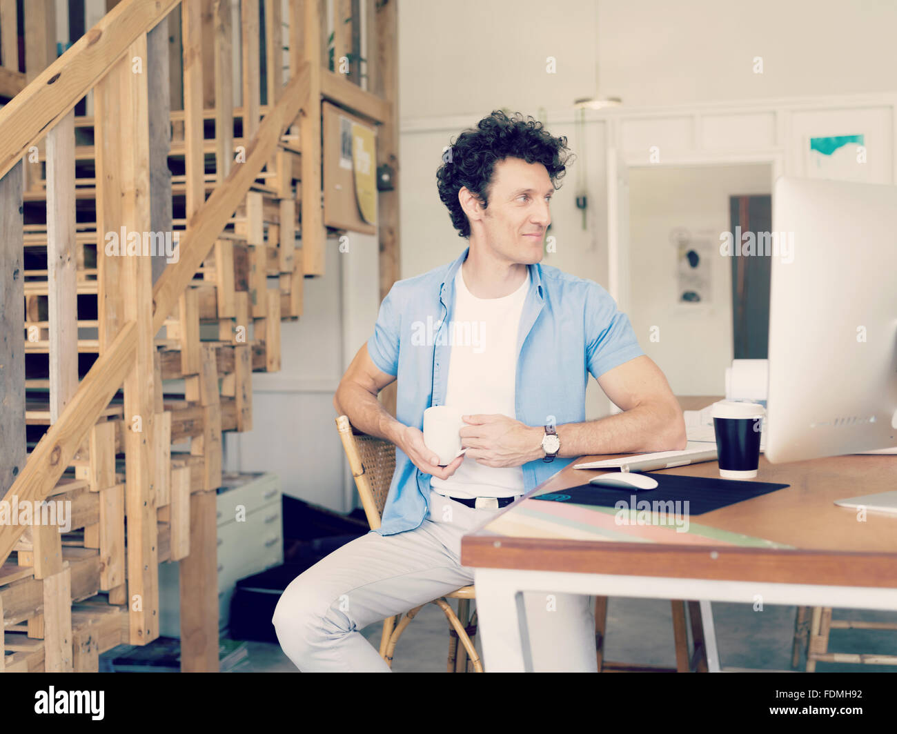 Man working with drafts in office Stock Photo - Alamy